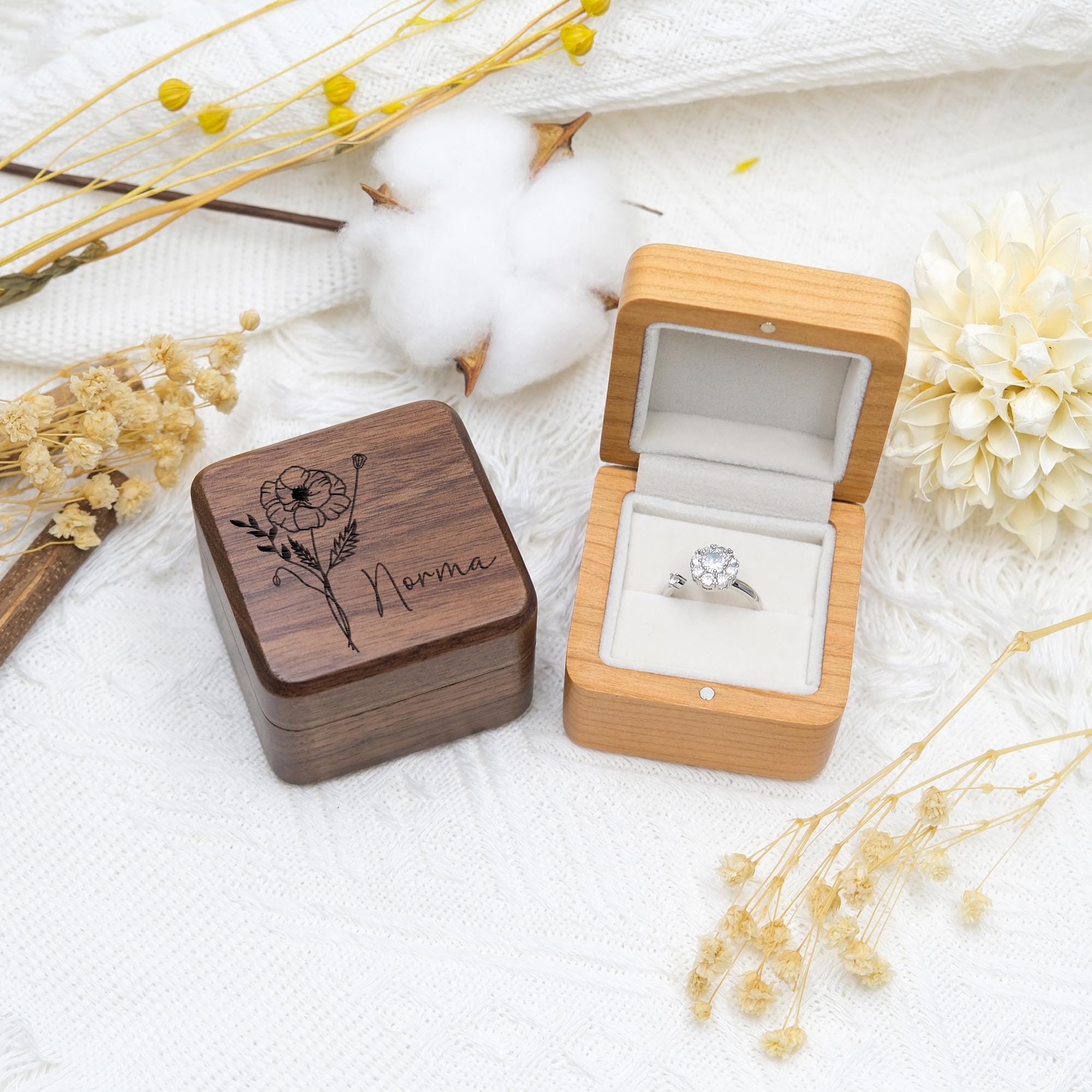 Personalized Wood Jewelry Box, Custom Engraved Wood Ring Box ...