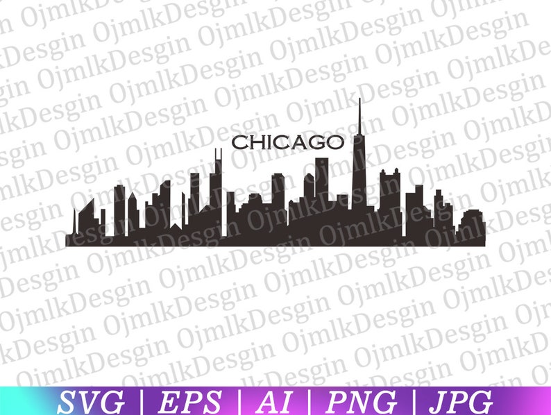 CHICAGO Svg, Cityscape Svg, Skyline Svg, USA Svg, Sublimation Design ...