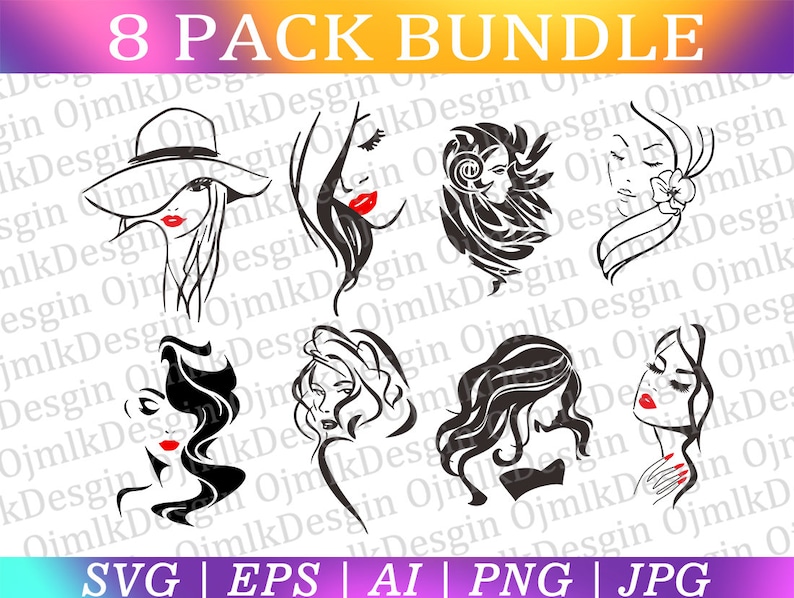 8 Pack Sexy Women Svg Bundle Beautiful Girl Svg Ladies Face - Etsy