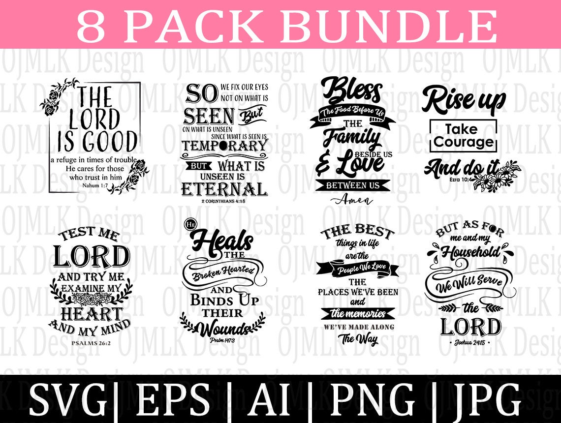 8 Pack Bible Quotes Svg Bundle, Motivational Quotes Svg Bundle, Self ...