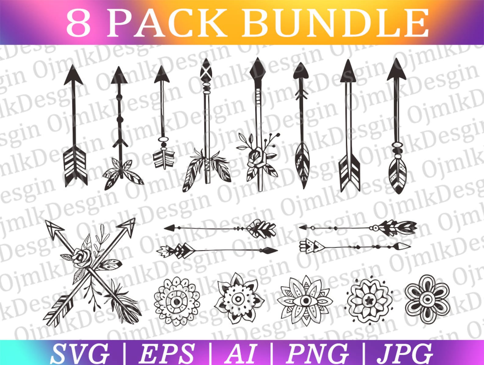 Bohemian Svg Bundle, Bohemian Svg, Arrow Svg,flower Svg, Boho Svg, Boho ...