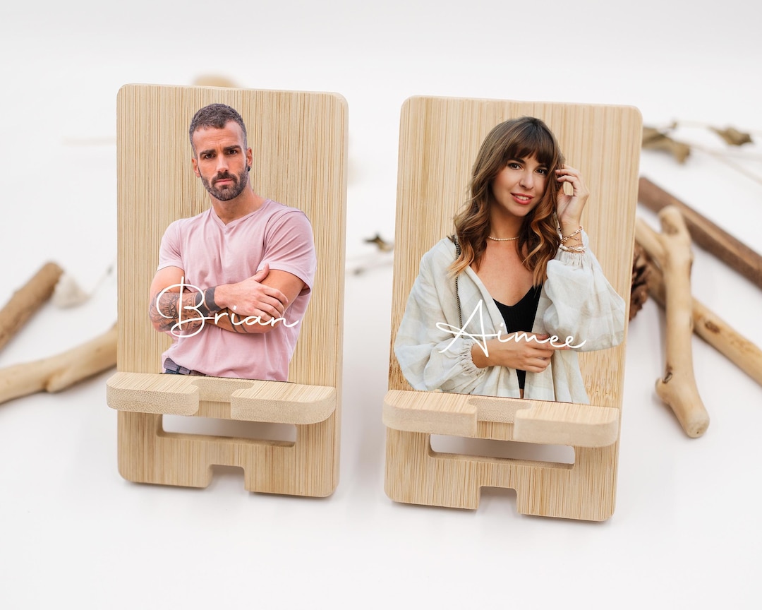 Custom Name Phone Stand, Personalized Your Photo Wooden Phone Holder ...