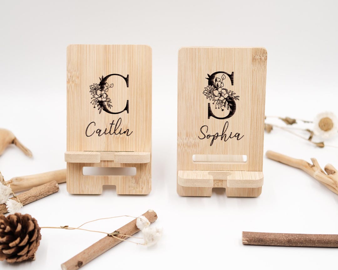 Personalized Name Solid Wood Phone Stand, Custom Name Handmade Wood ...
