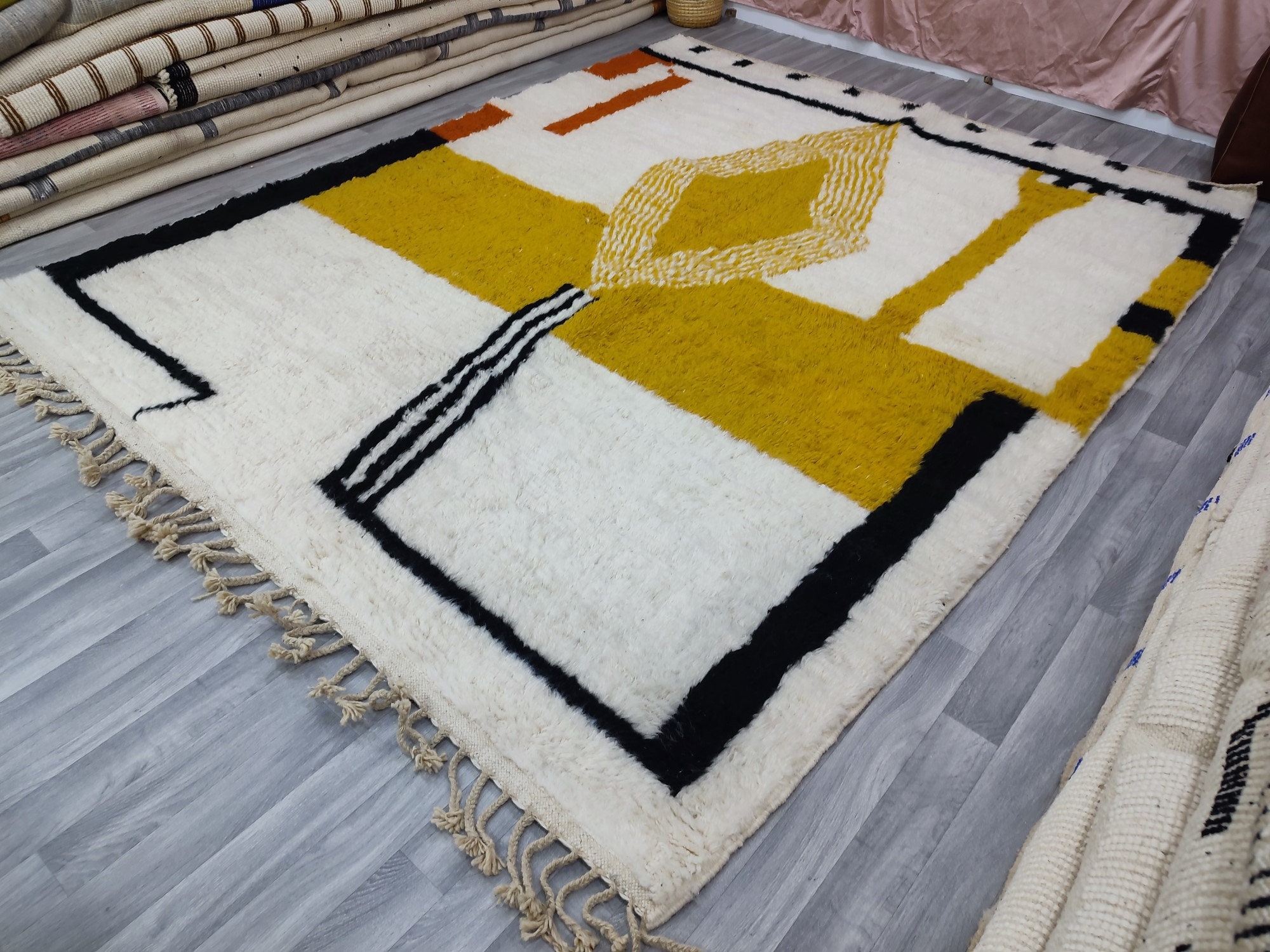 SPECTACULAR WOOL RUG for Your Living Room Moroccan Mustard - Etsy