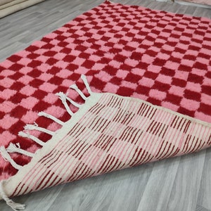 Large Pink and Red Checkered Rug ,moroccan Berber Rug,geometric Rug ...