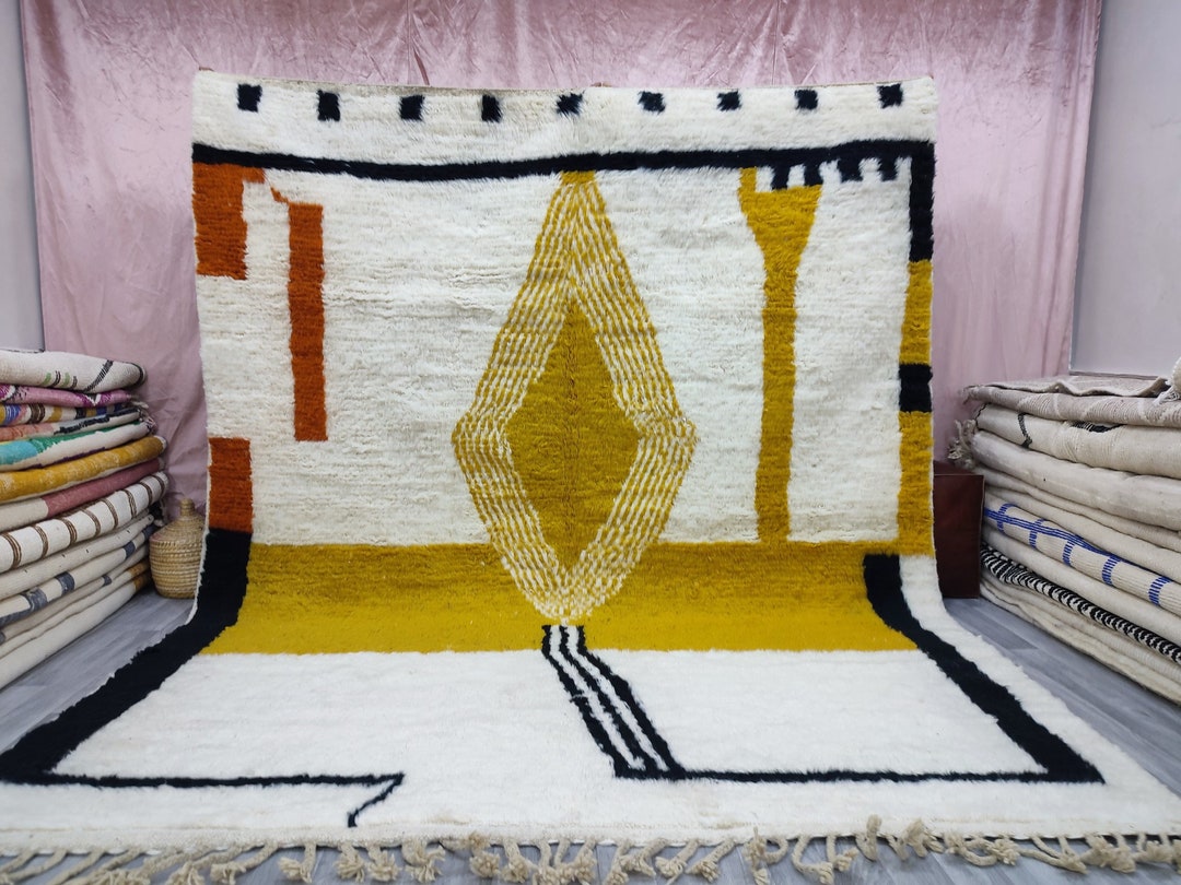 SPECTACULAR WOOL RUG for Your Living Room, Moroccan Mustard Rug ...
