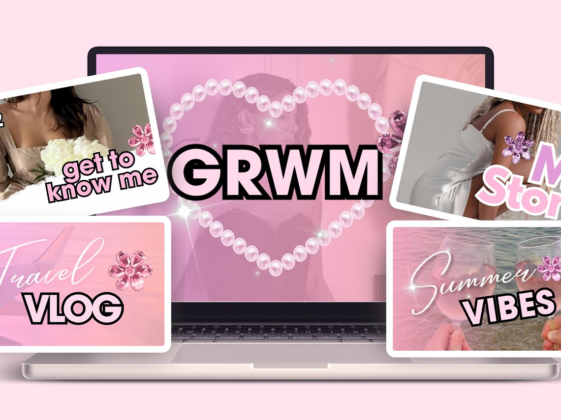 Youtube Thumbnails, Youtube Templates Pink, Editable Youtube Graphics ...