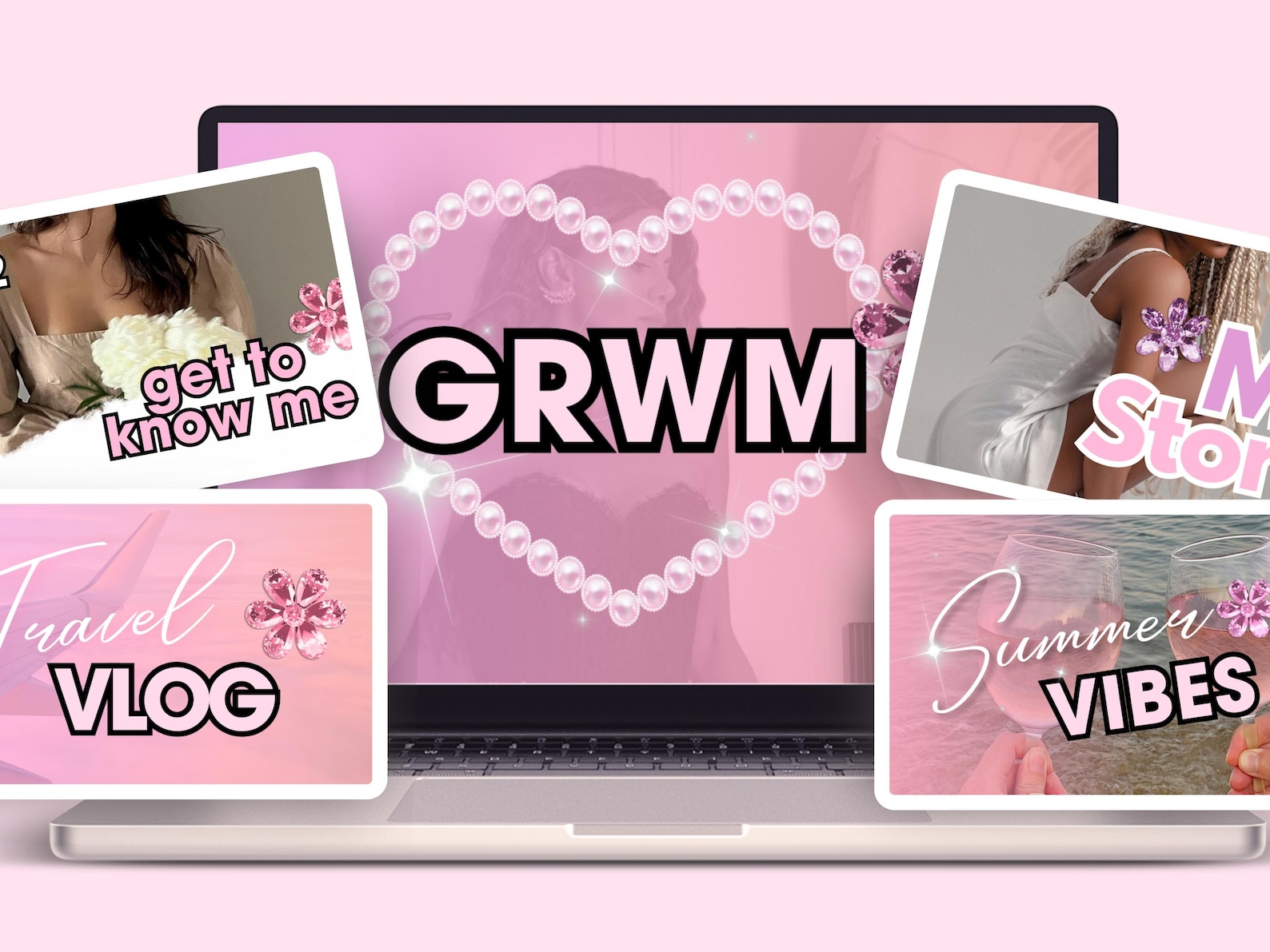Youtube Thumbnails, Youtube Templates Pink, Editable Youtube Graphics ...