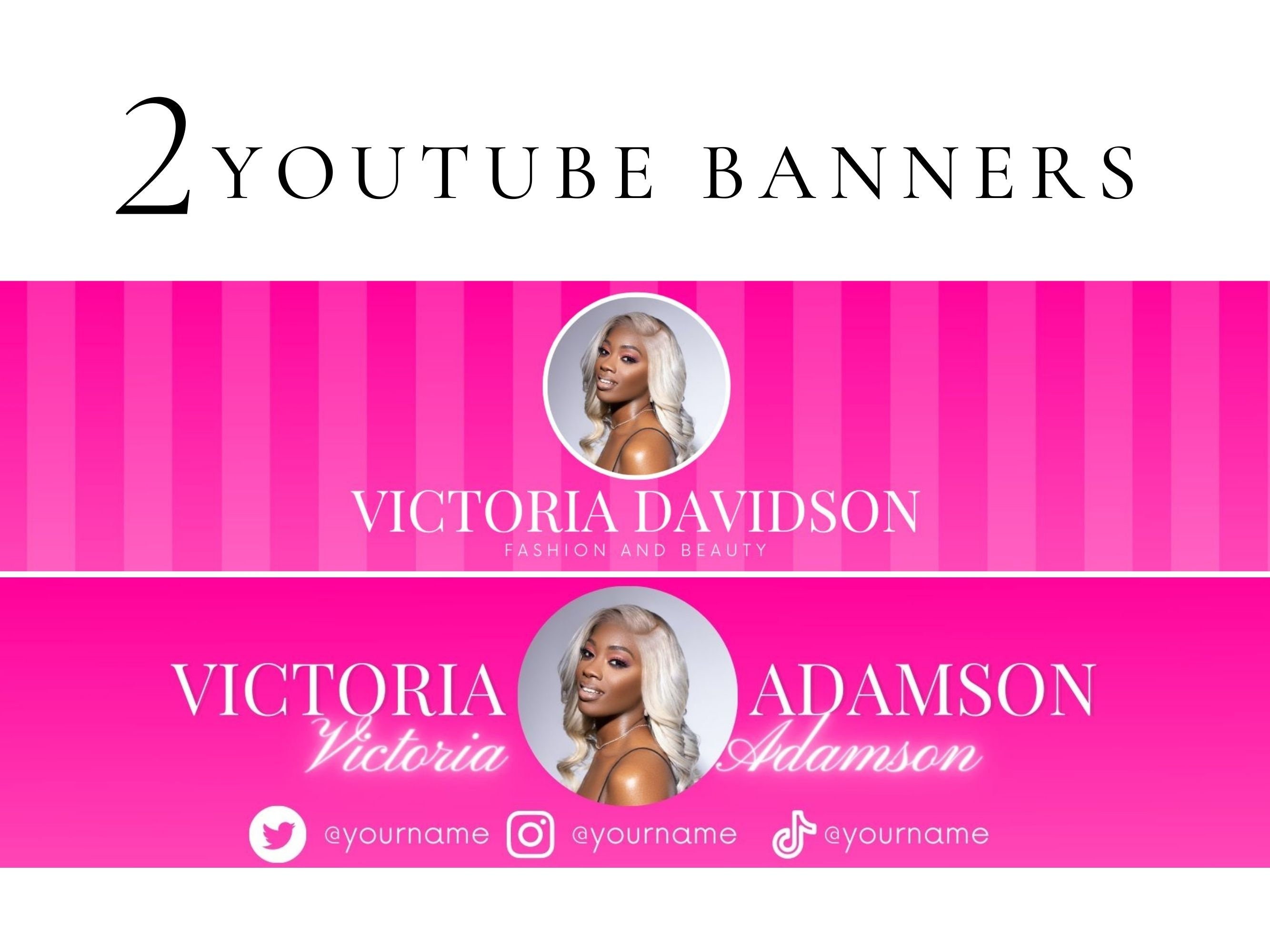 Youtube Branding Kit Pink Youtube Banner Youtube Thumbnail Youtube ...