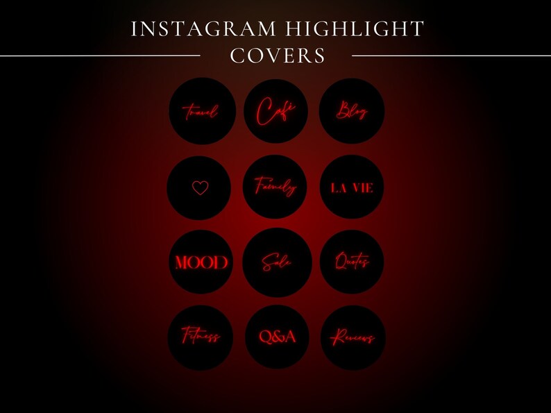 Instagram Highlight Covers | Red Neon Glow Instagram Highlights ...