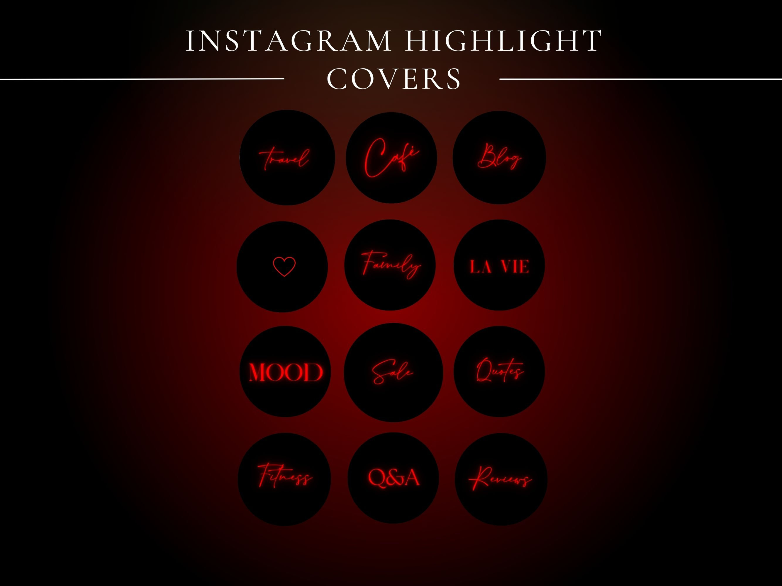 Instagram Highlight Covers Red Neon Glow Instagram Highlights Minimal ...