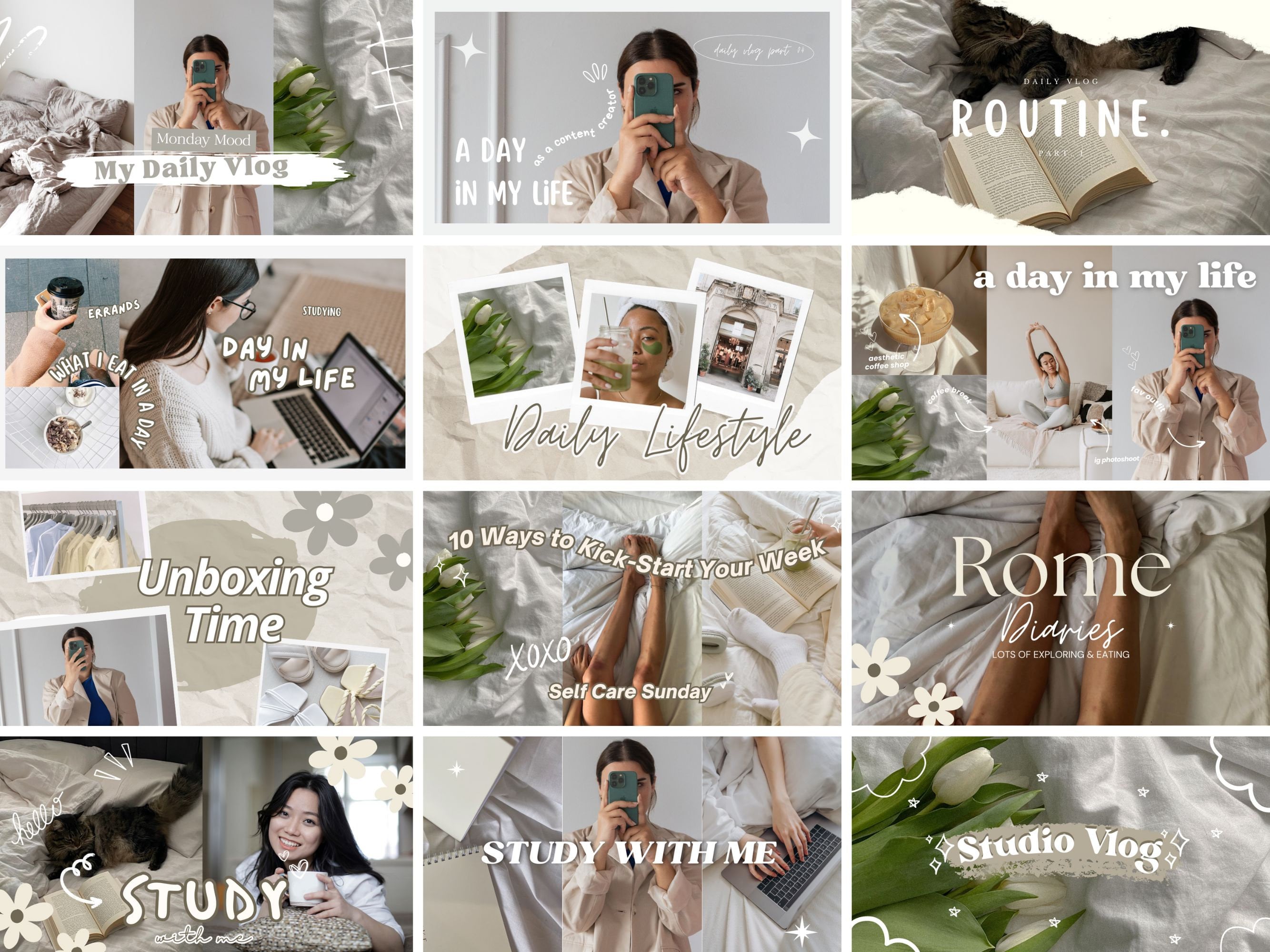 Youtube Thumbnails Youtube Branding Minimalist Aesthetic - Etsy