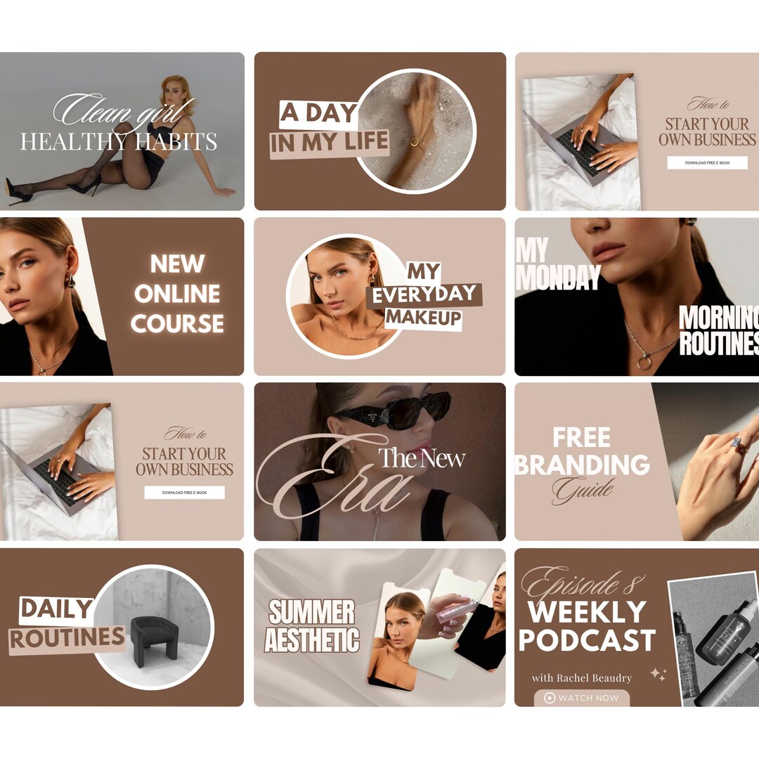 Editable Youtube Thumbnail Templates: Canva Brand Kit (digital Download ...