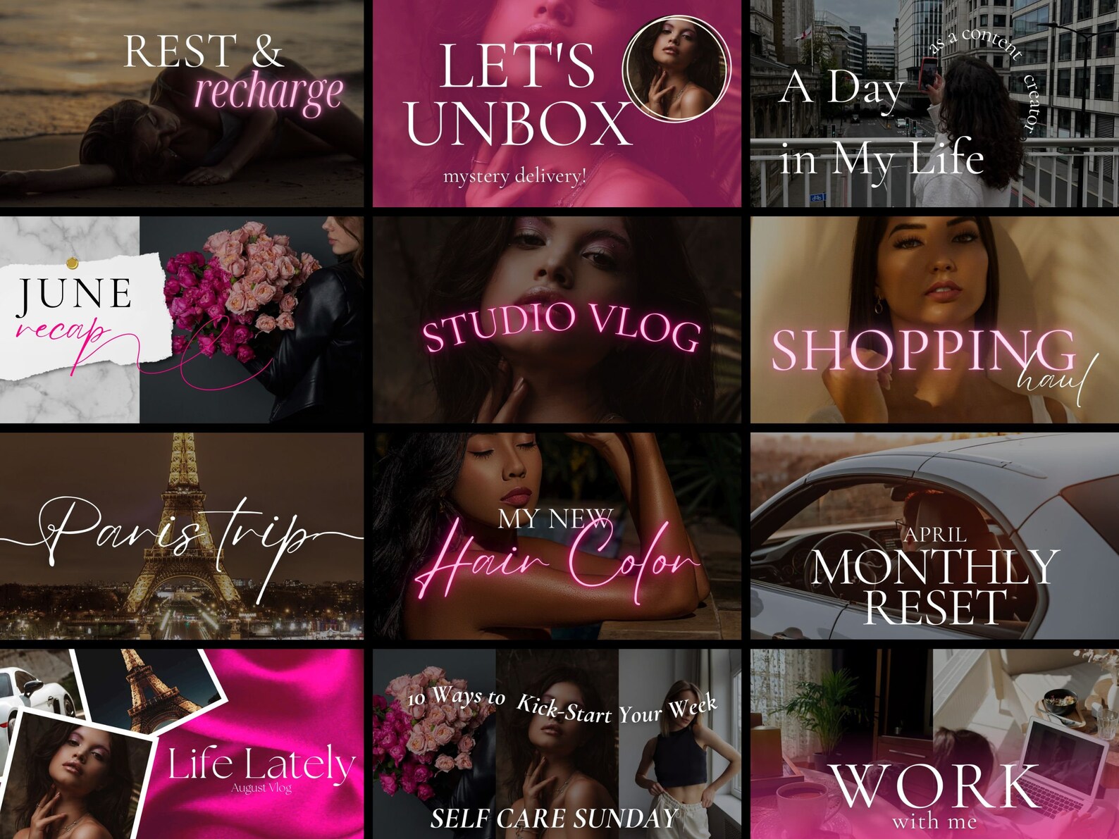 Youtube Thumbnails | Pink Youtube Templates | Canva Templates | Youtube ...