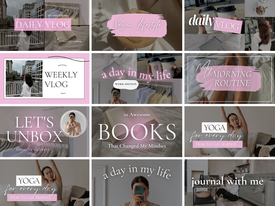 Youtube Thumbnails Minimalist Canva Template Youtube Brand Kit Youtube ...