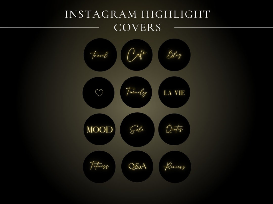 Instagram Highlight Covers | Golden Neon Glow Instagram Highlights ...
