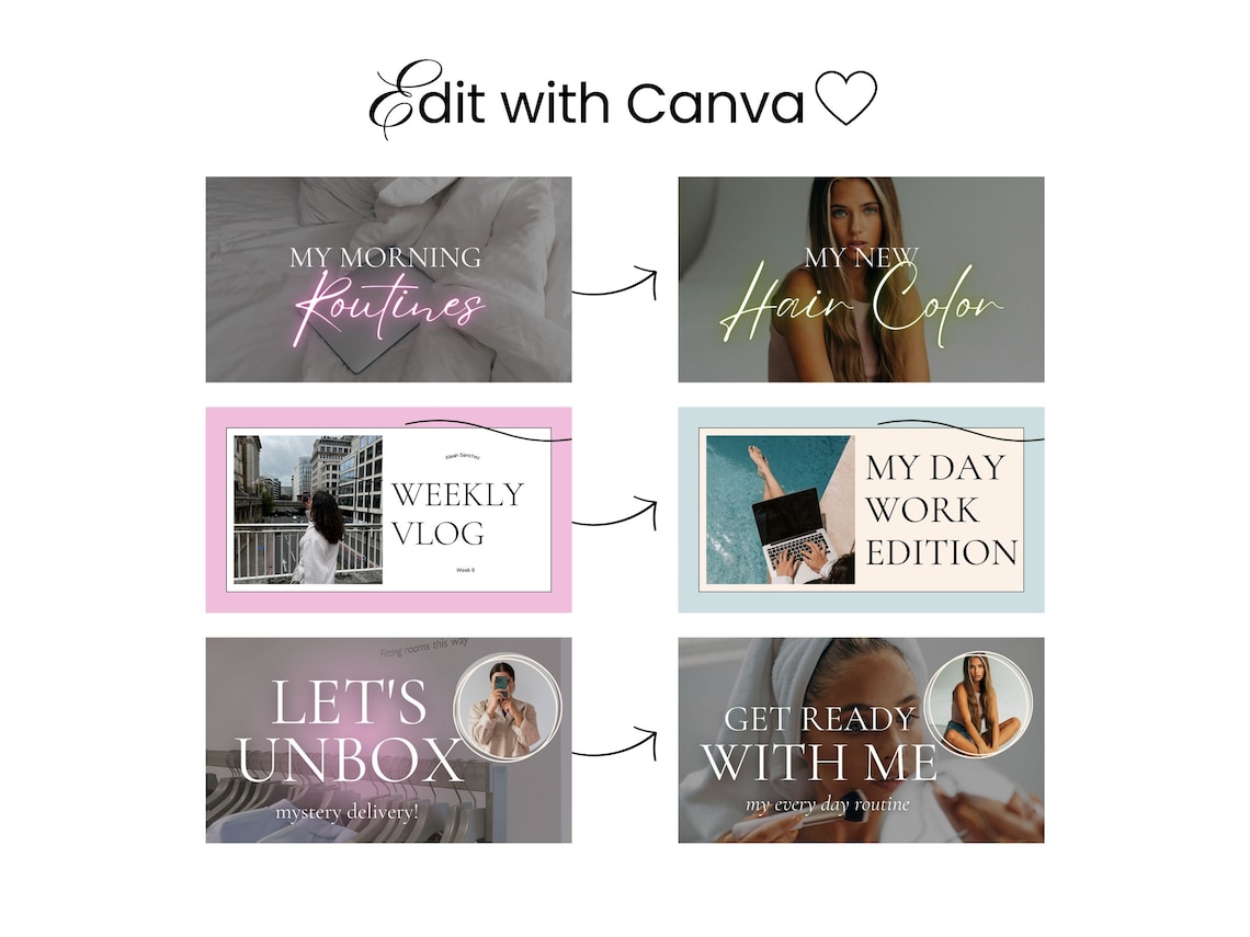 Youtube Thumbnails Minimalist Canva Template Youtube Brand Kit Youtube ...