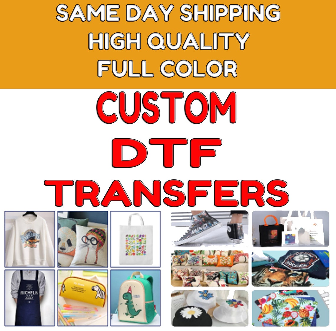 Custom DTF Transfers Personalized DTF Prints Full Color Heat - Etsy