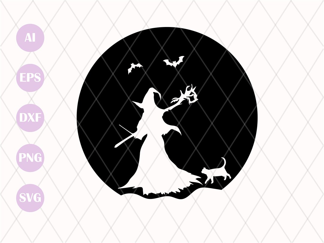 Halloween Witch With Cat Svg Halloween Decor Svg Hanging Decoration ...