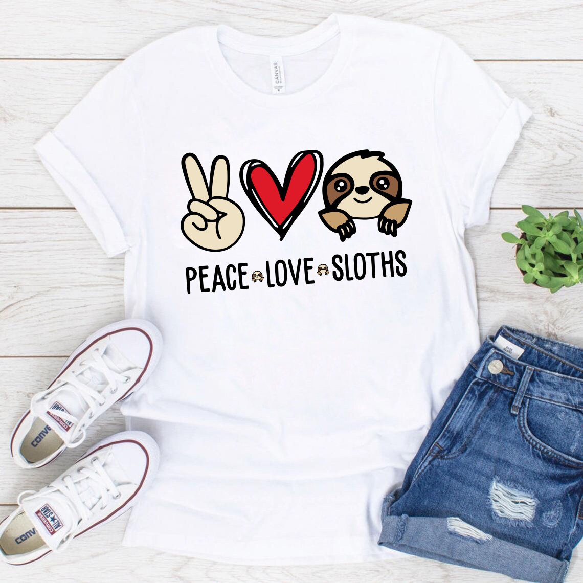 Peace Love Sloth SVG Cut File Sloth Saying SVG Sloth Lover SVG Hand ...