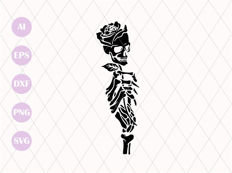 Skull Rose SVG Skeleton Holding Rose SVG Skeleton Hand Roses - Etsy Canada