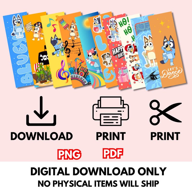 Bluey, Printable Bookmarks Template, Printable Bookmarks Set, Bookmarks ...