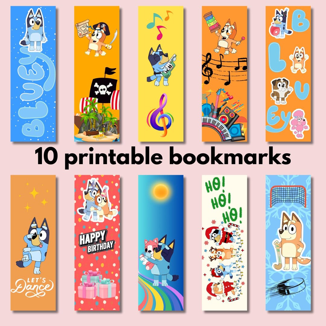 Bluey, Printable Bookmarks Template, Printable Bookmarks Set, Bookmarks ...