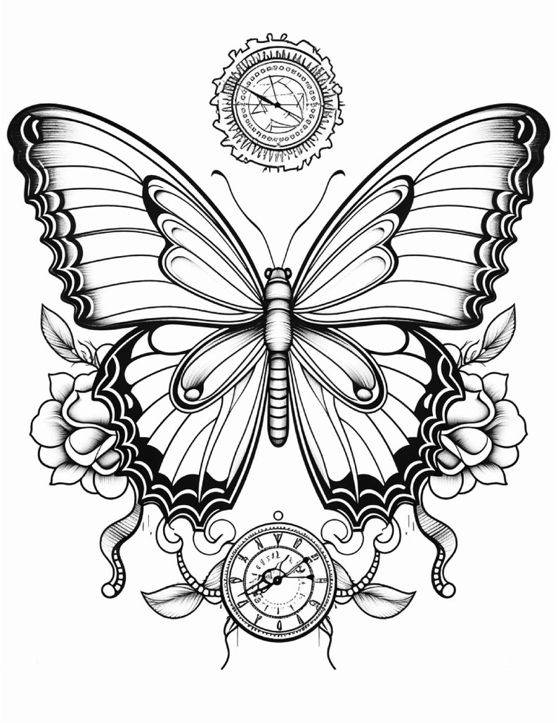 100-pages Adult & Fancy Butterflies (2) 50-page Digital Coloring Book ...