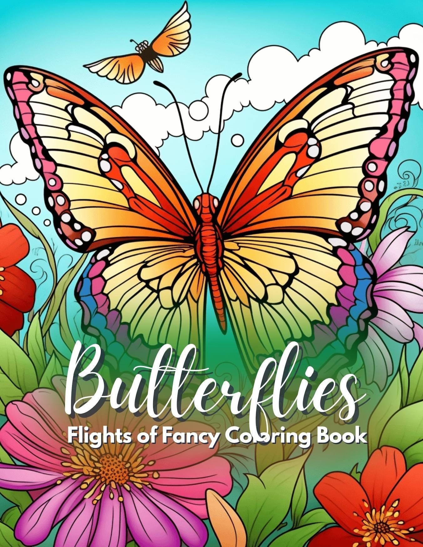 100-pages Adult & Fancy Butterflies (2) 50-page Digital Coloring Book ...