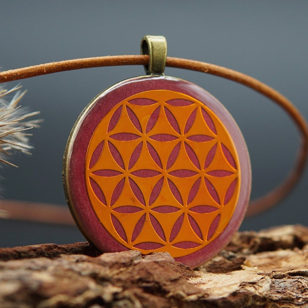 Pendant With Flower of Life Symbol - Orgonite - Kundalini - Sacred ...