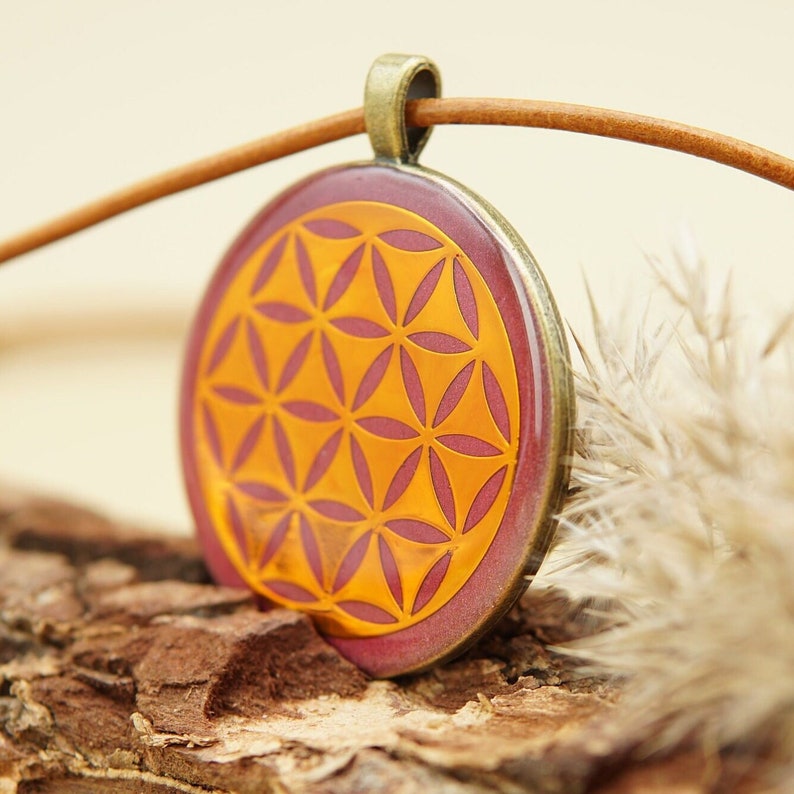 Pendant With Flower of Life Symbol Orgonite Kundalini Sacred Geometry ...