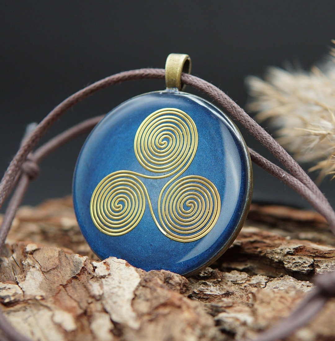 Triskele Symbol Orgonite Amulet - Energy Pendant With Sacred Geometry ...