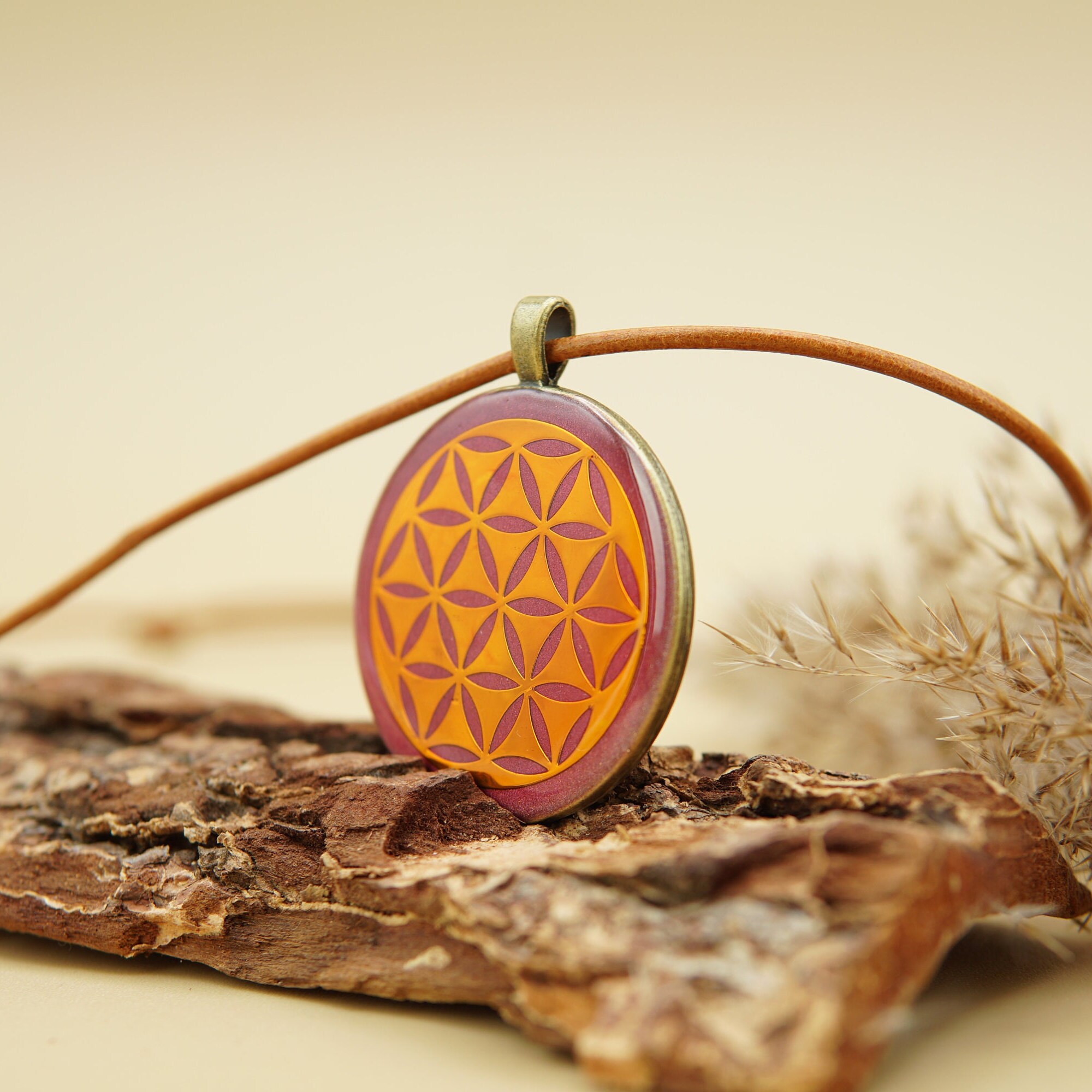 Pendant With Flower of Life Symbol Orgonite Kundalini Sacred Geometry ...