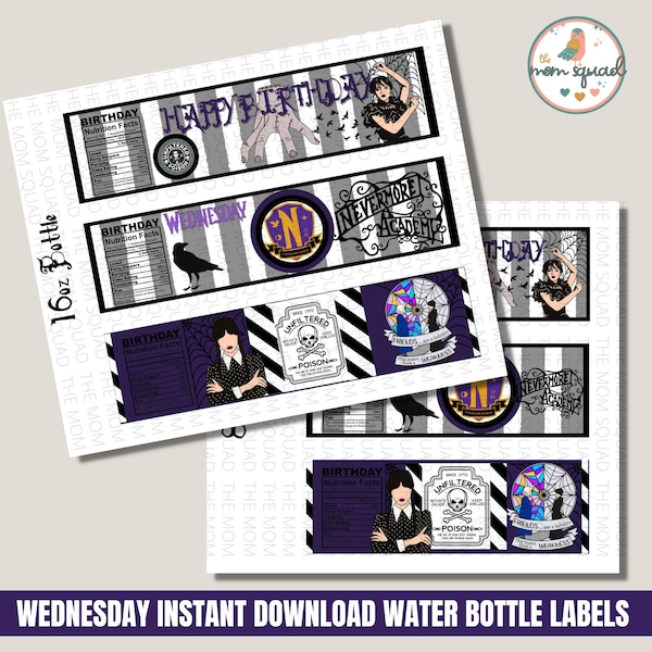 Wednesday Addams Water Bottle Labels - Etsy