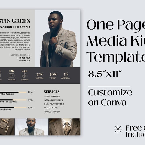 One Page Media Kit Canva Template Instagram Media Kit - Etsy