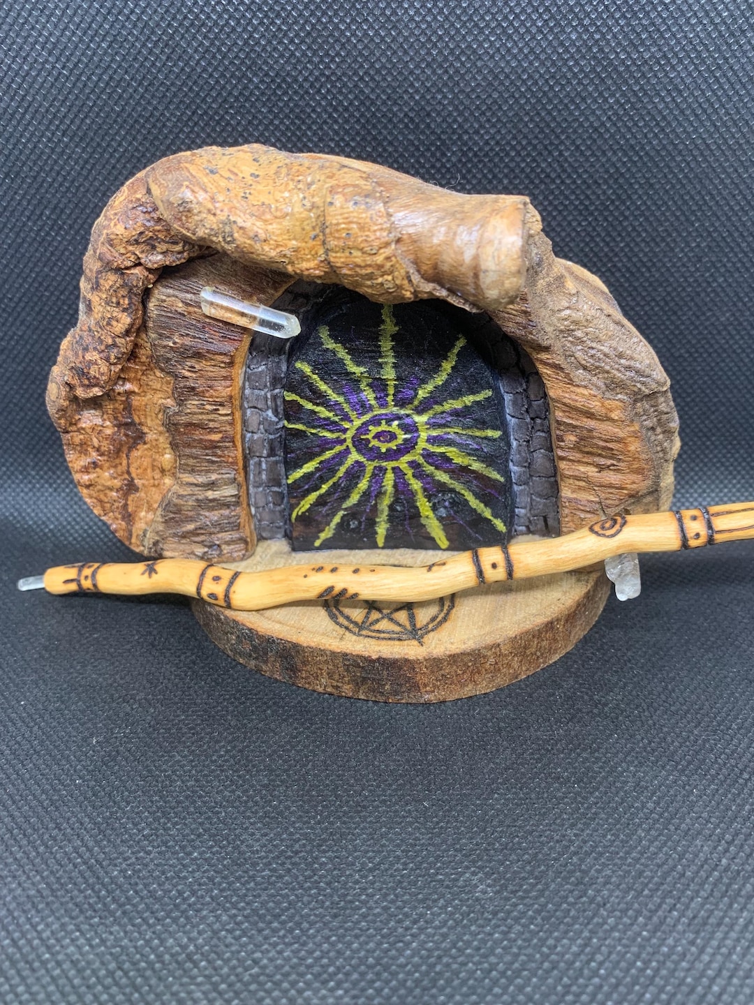 Handmade Hawthorn & Ash Wood Witch Door With Driftwood Wand | Miniature ...