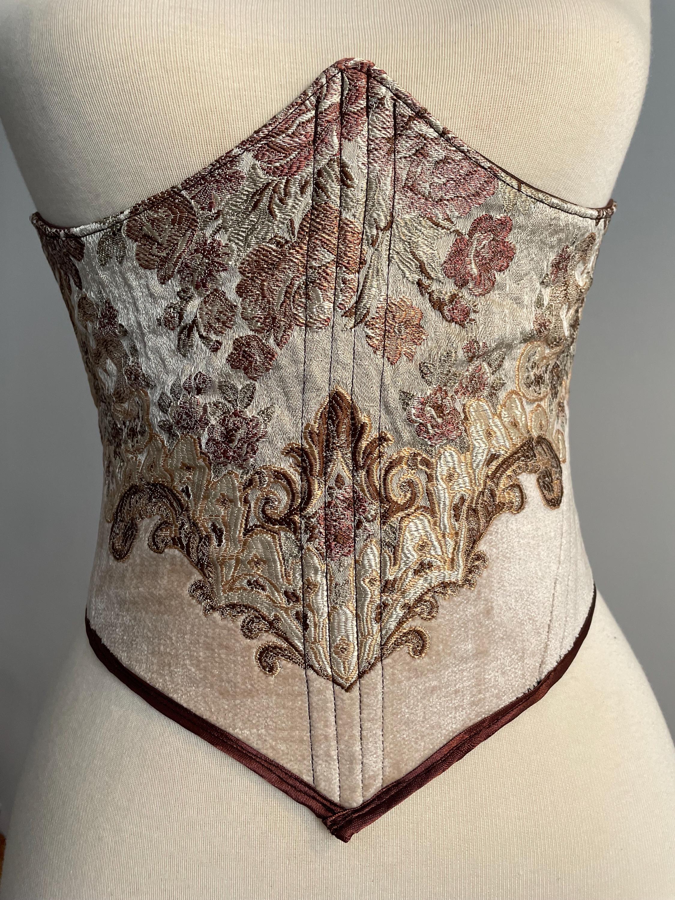 Baroque Floral Underbust Corset, Vintage Renaissance Waist Cincher ...