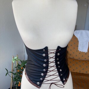Black Leather Front Lacing Adjustable Corset – Handmade Gothic Festival ...