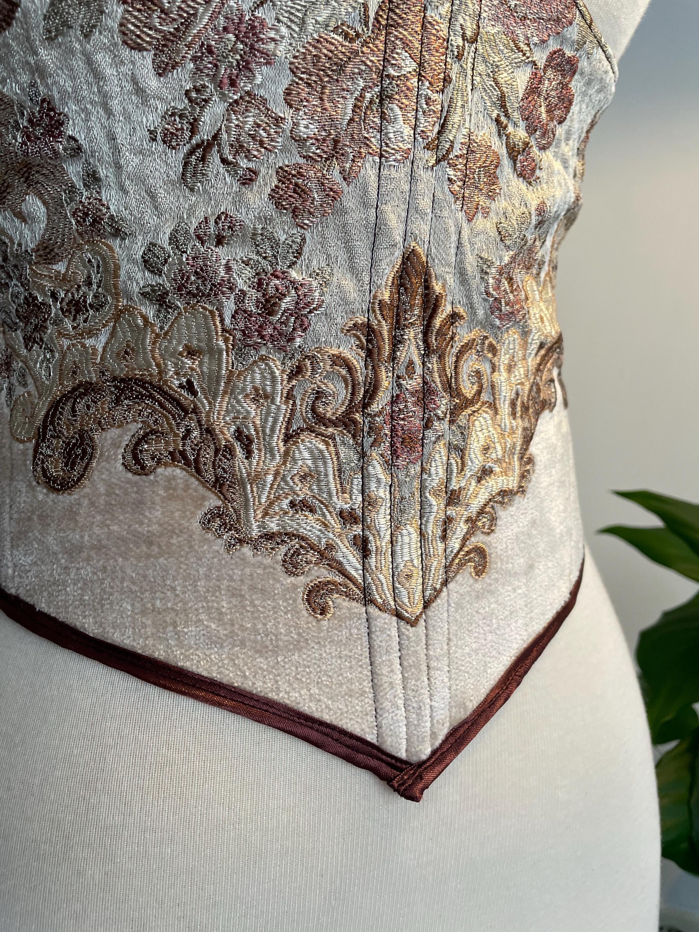 Baroque Floral Underbust Corset, Vintage Renaissance Waist Cincher ...