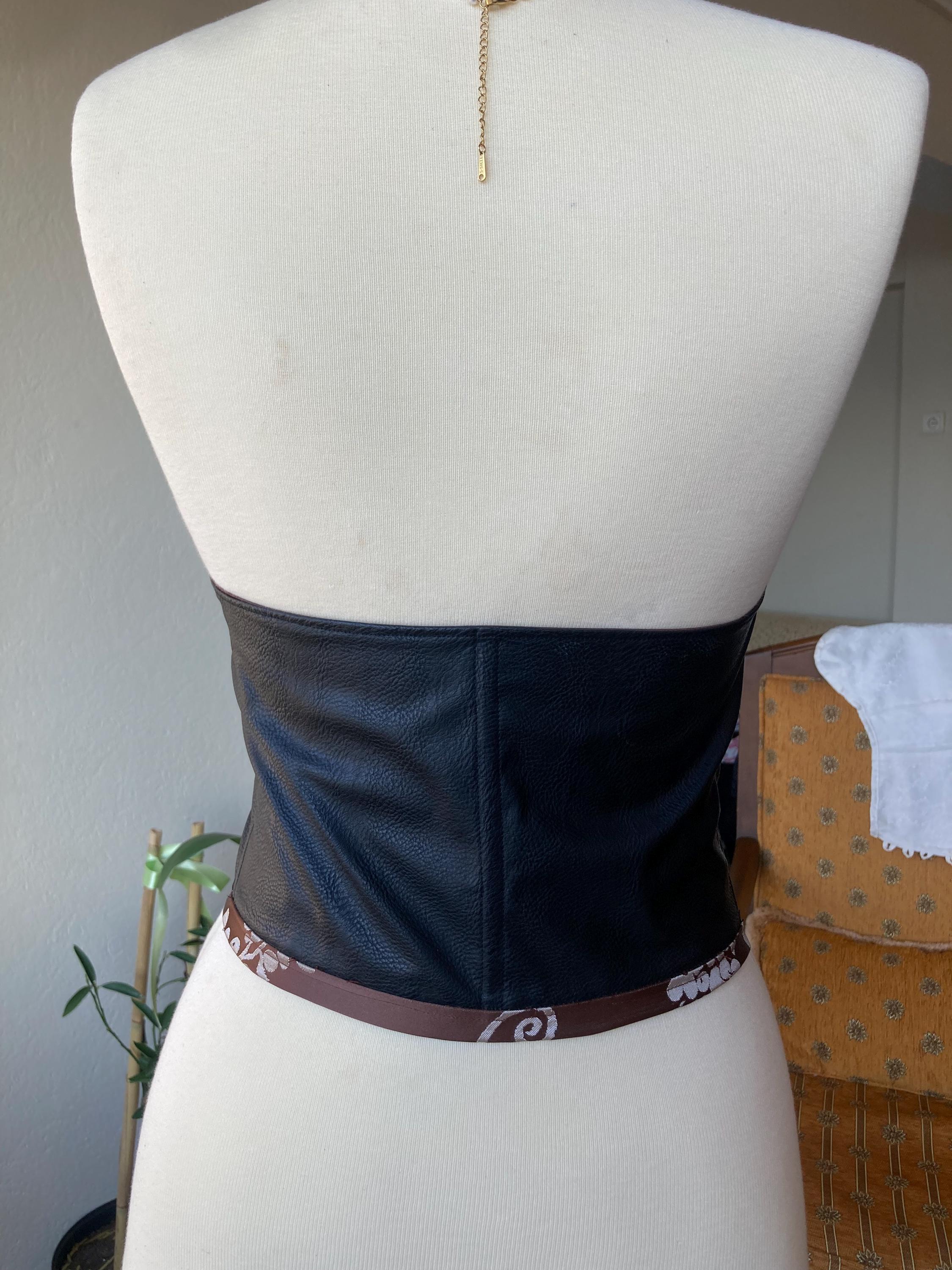 Black Leather Front Lacing Adjustable Corset,gothic Clothing ...