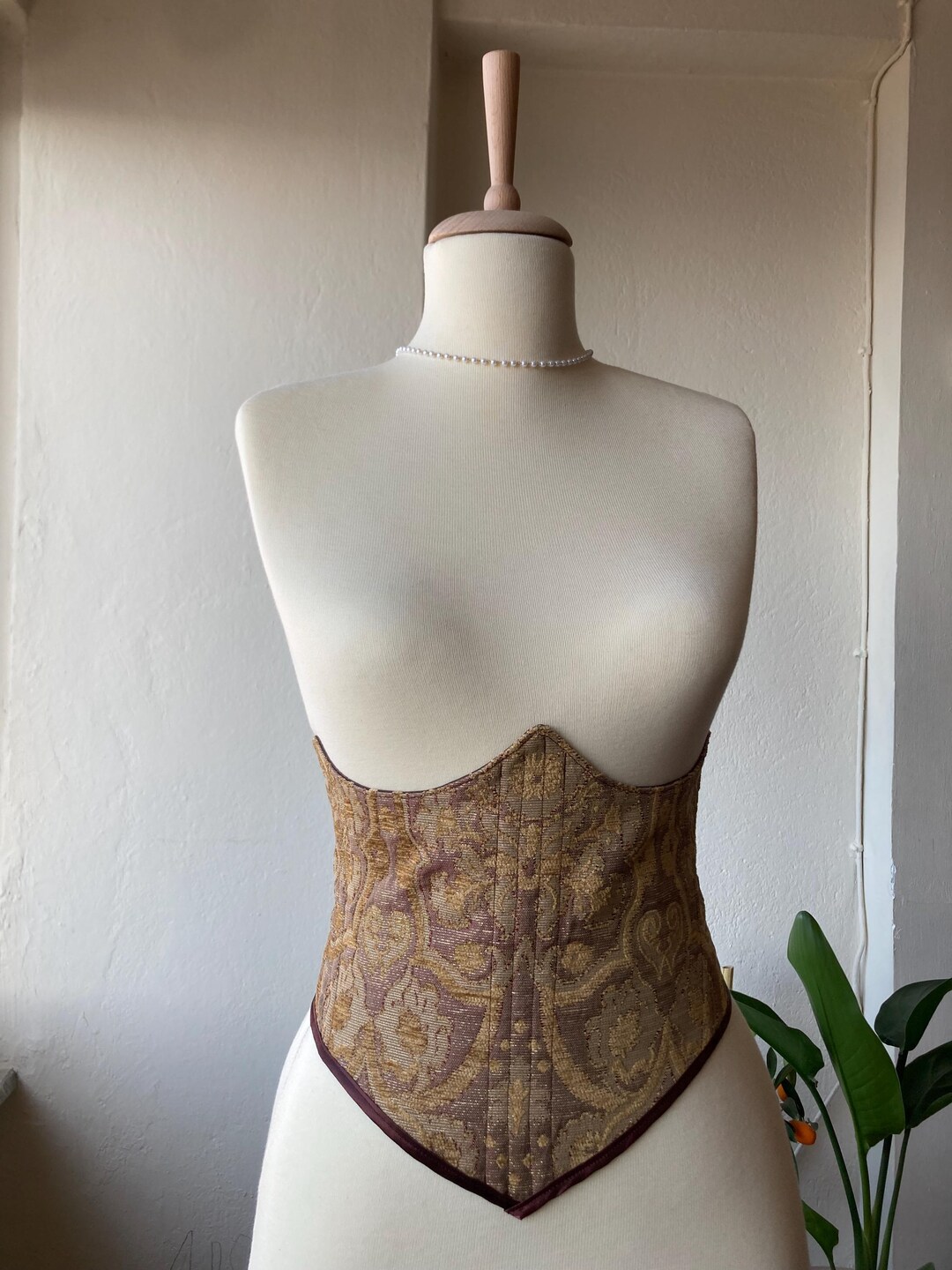 Gold Floral Corset Top | Vintage Velvet Corset With Gold Details ...