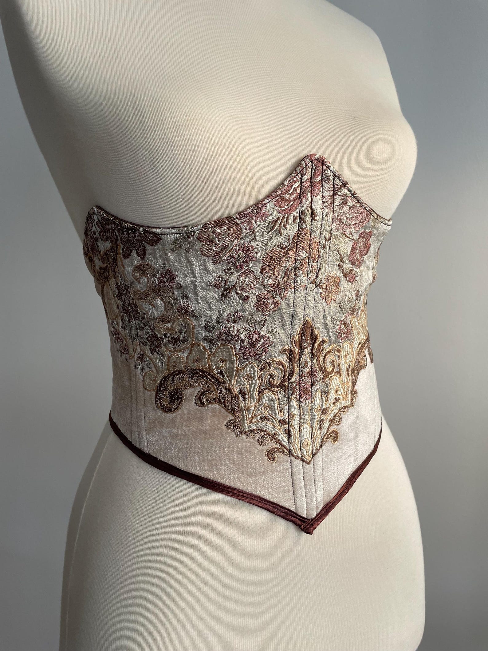 Baroque Floral Underbust Corset, Vintage Renaissance Waist Cincher ...
