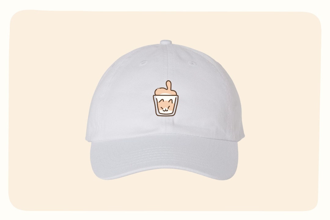 Boba Milk Tea Cat Hat | Embroidered Hat With Adjustable Strap | Bubble ...