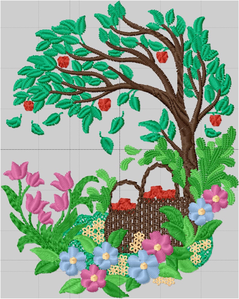 Embroidery Design Flowers Apple Tree Herbs Machine - Etsy