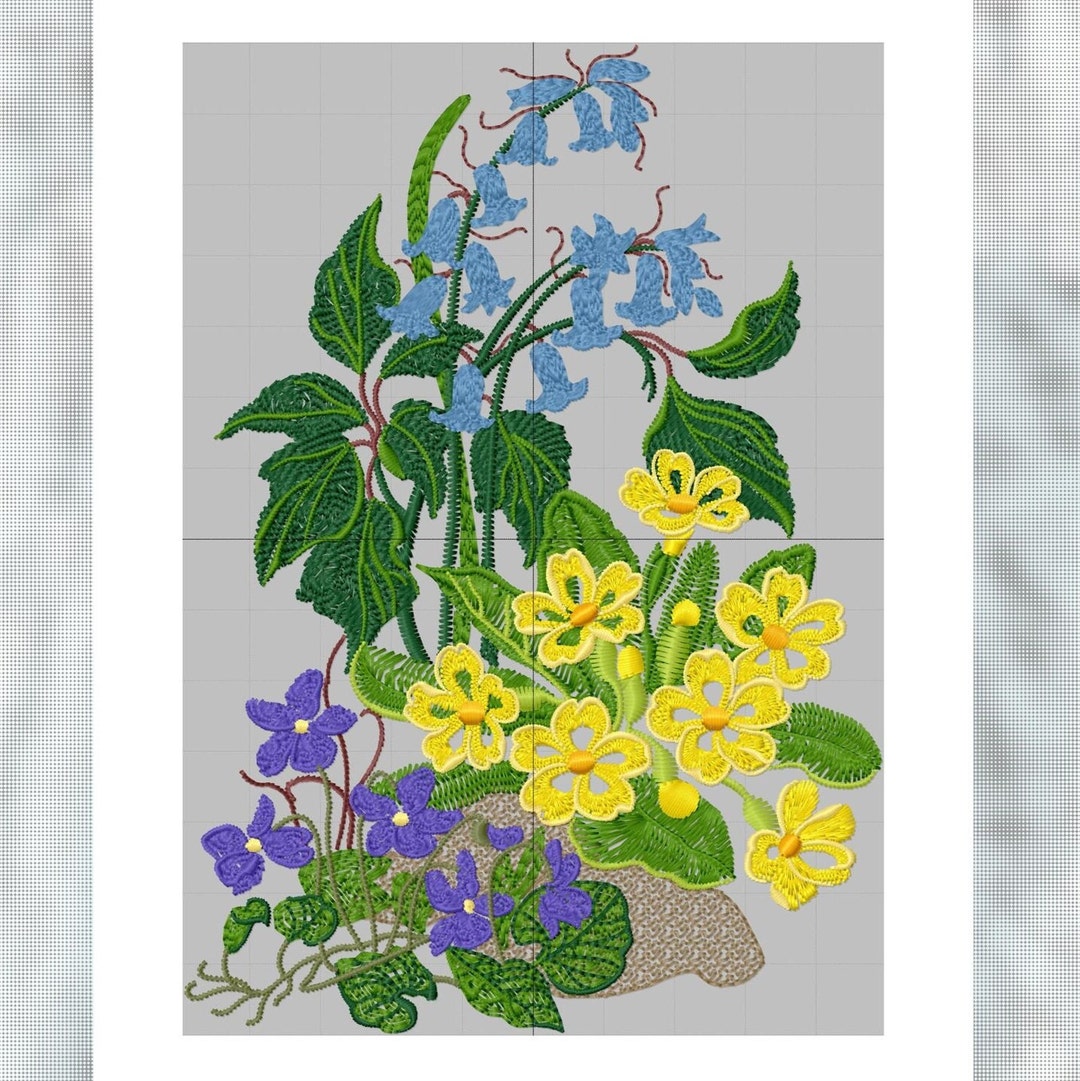 Embroidery Design Wildflowers, Grass, Plant, Machine Embroidery File ...