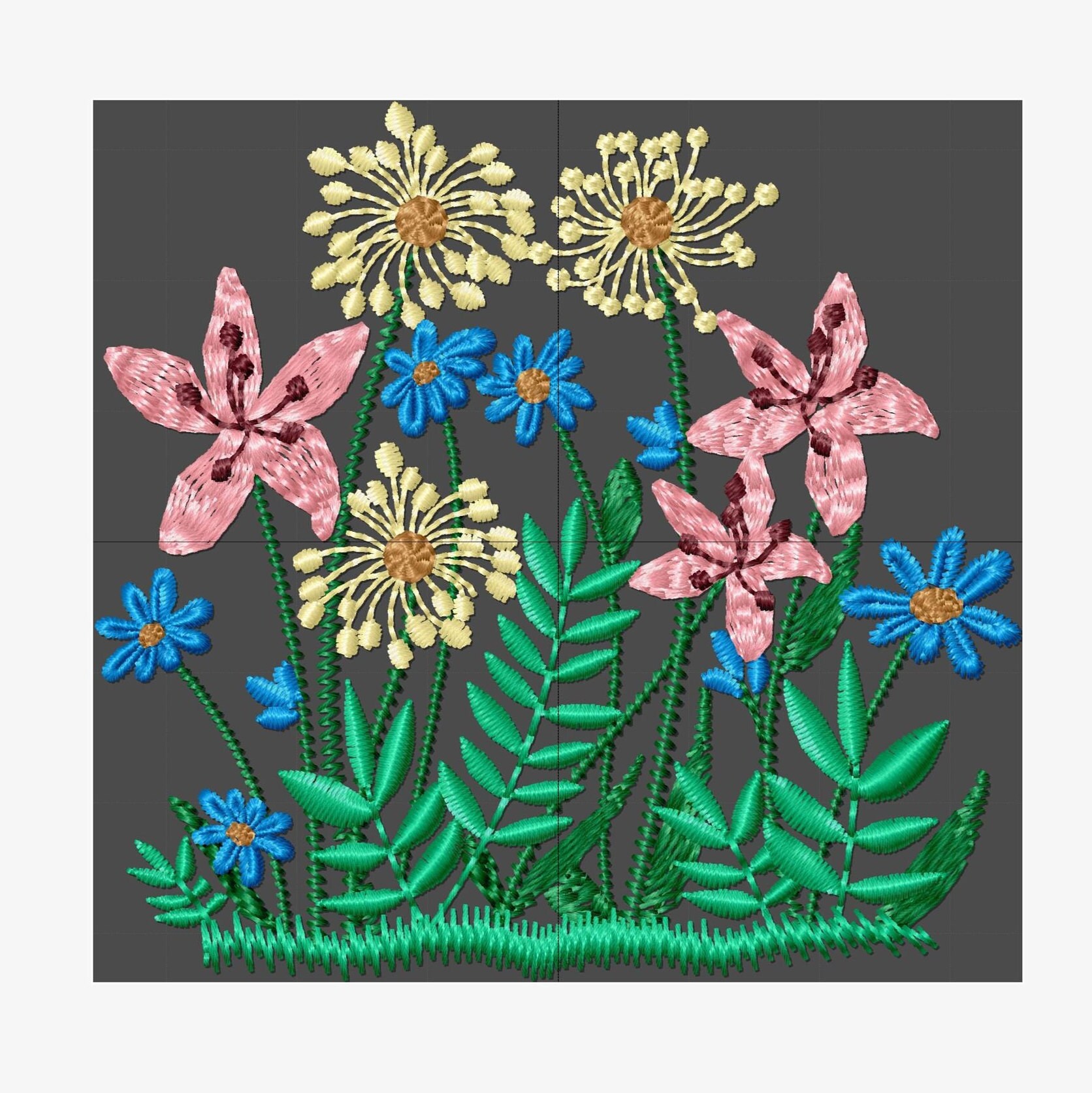 Embroidery Design Flowers Grass Plant Machine Embroidery - Etsy