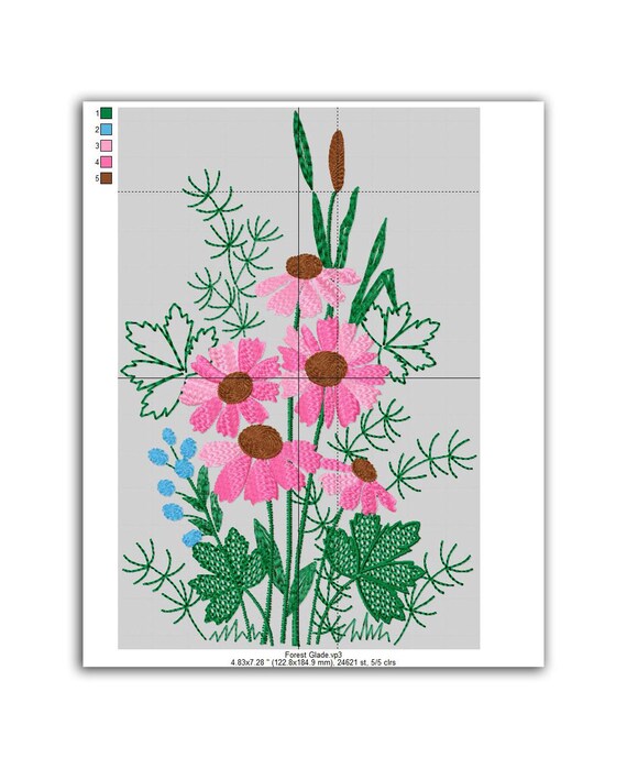 Wildflowers Embroidery Design Herb Plant Machine Embroidery - Etsy