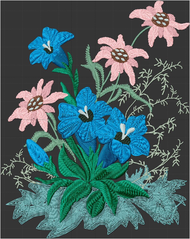 Wildflowers Embroidery Design Herb Plant Machine Embroidery - Etsy