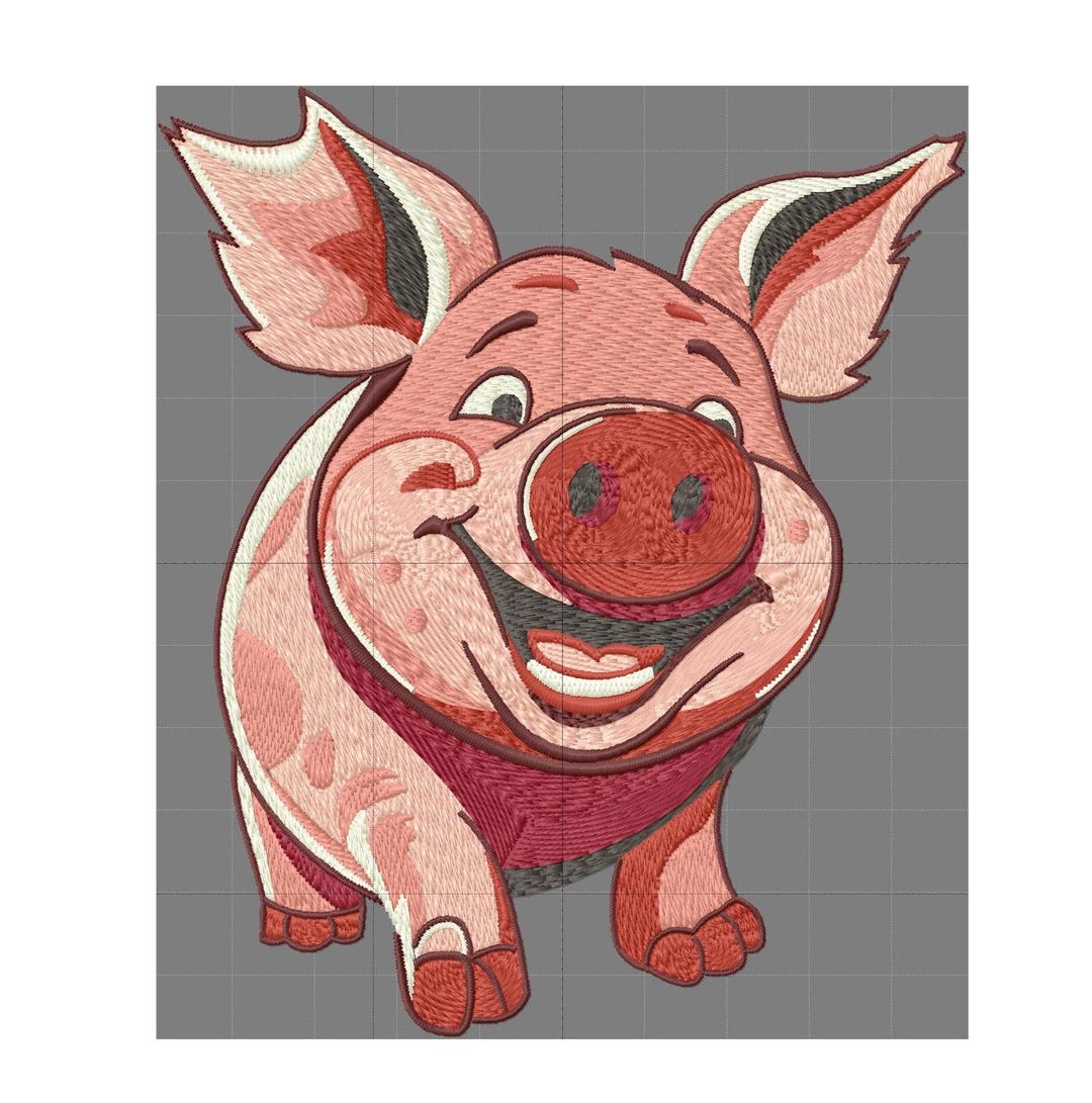 Machine Embroidery Design Happy Piglet, Machine Embroidery File ...