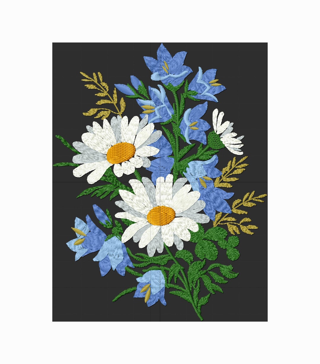 Embroidery Design Bells, Daisies, Machine Embroidery File, Instant ...